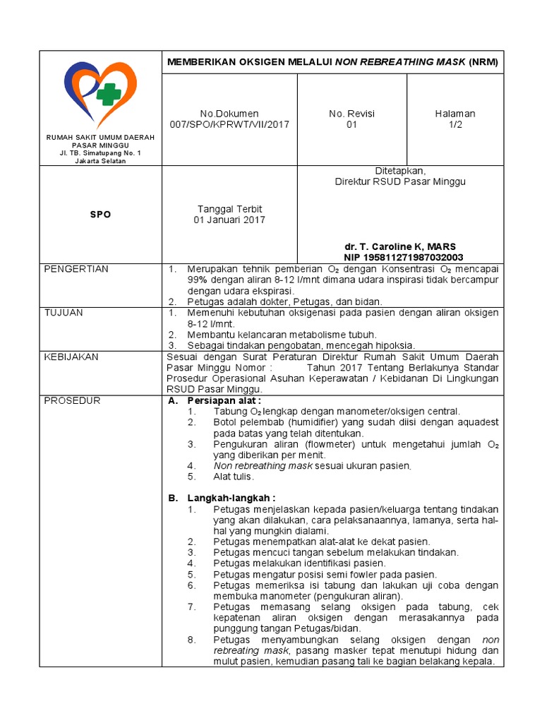 Pemberian Oksigen Melalui NRM | PDF