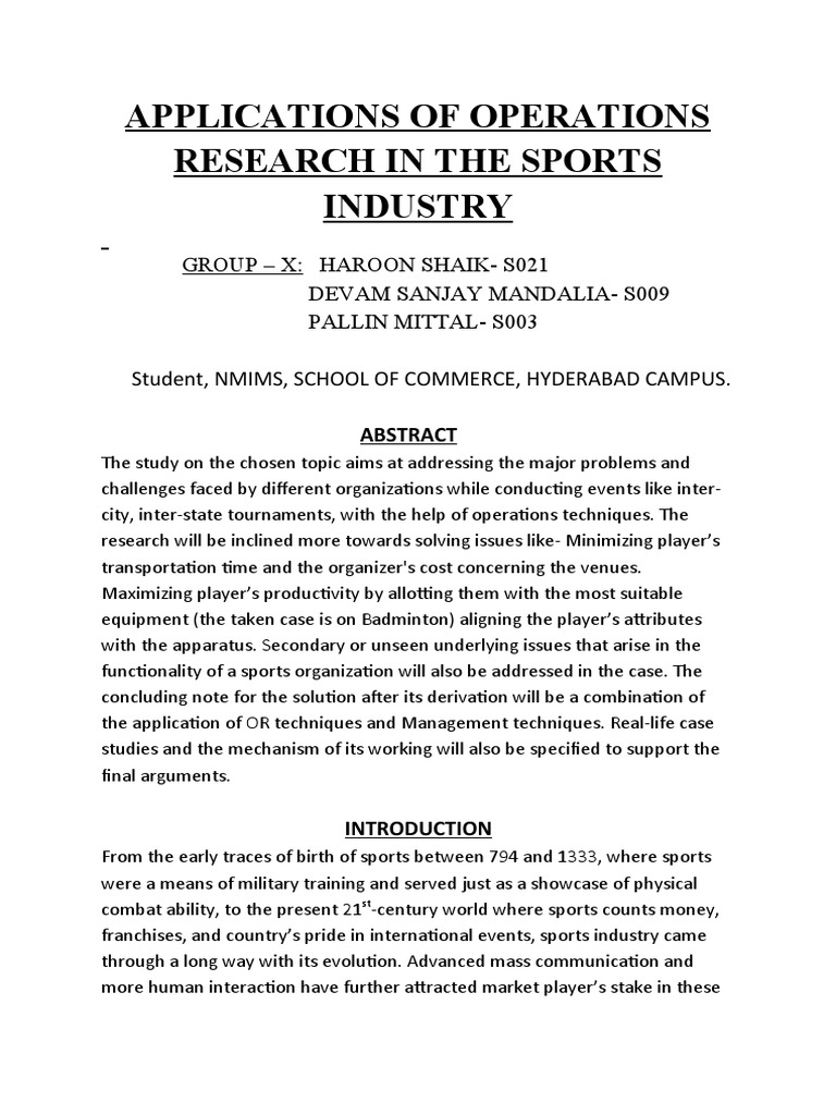 Sports Operations Research Guide | PDF