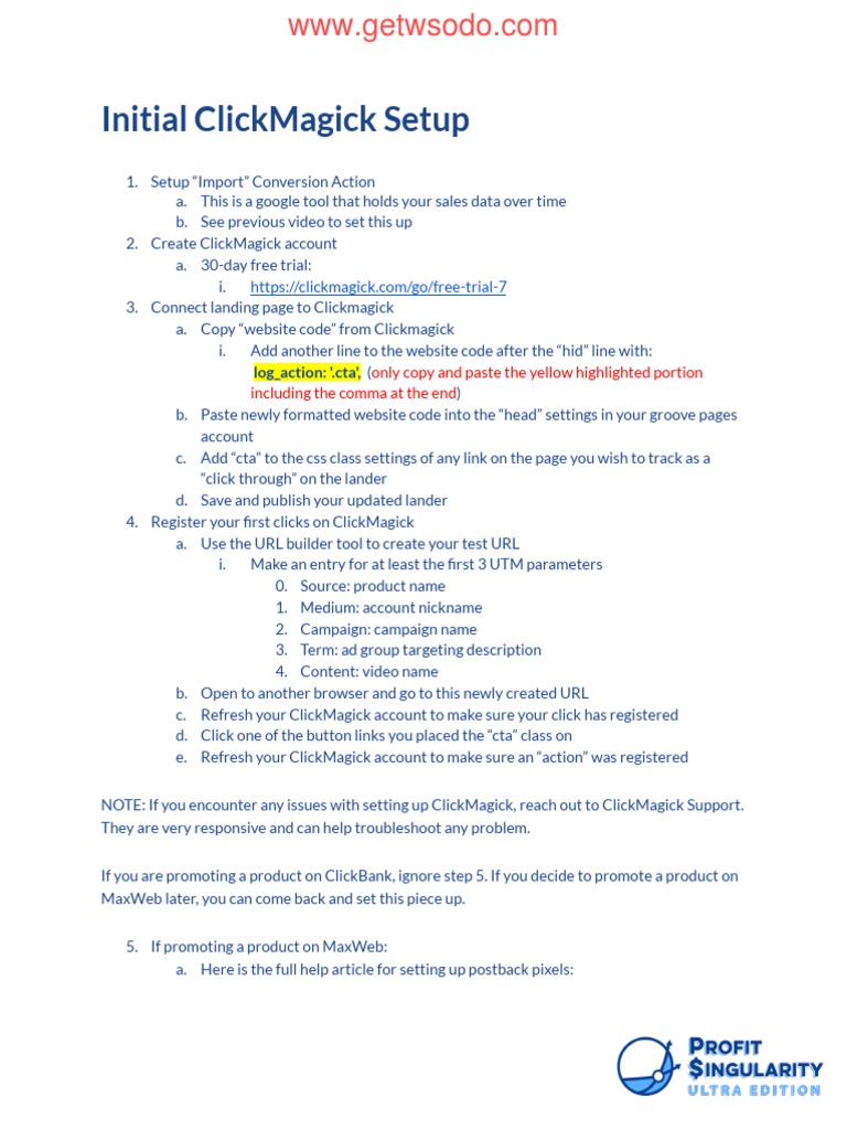 ClickMagick Checklist | PDF | Software Engineering | Hypertext