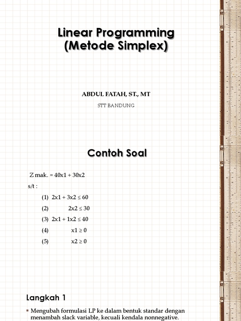 Pertemuan 3 LP Metode Simplex | PDF | Metode & Bahan Ajar
