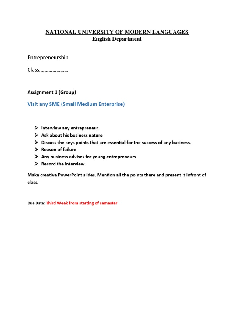 Entrepreneurship Assignment | PDF Entrepreneurship Assignment | PDF