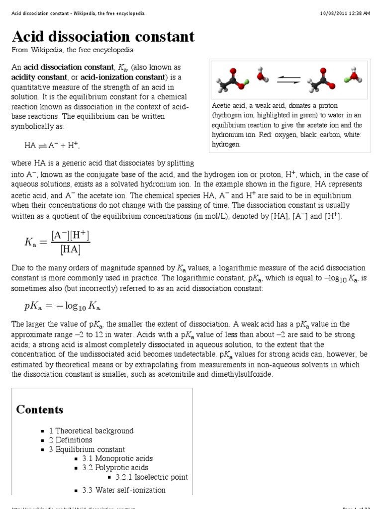 Preview of "Acid Dissociation Constant - Wikipedia, The Free ...
