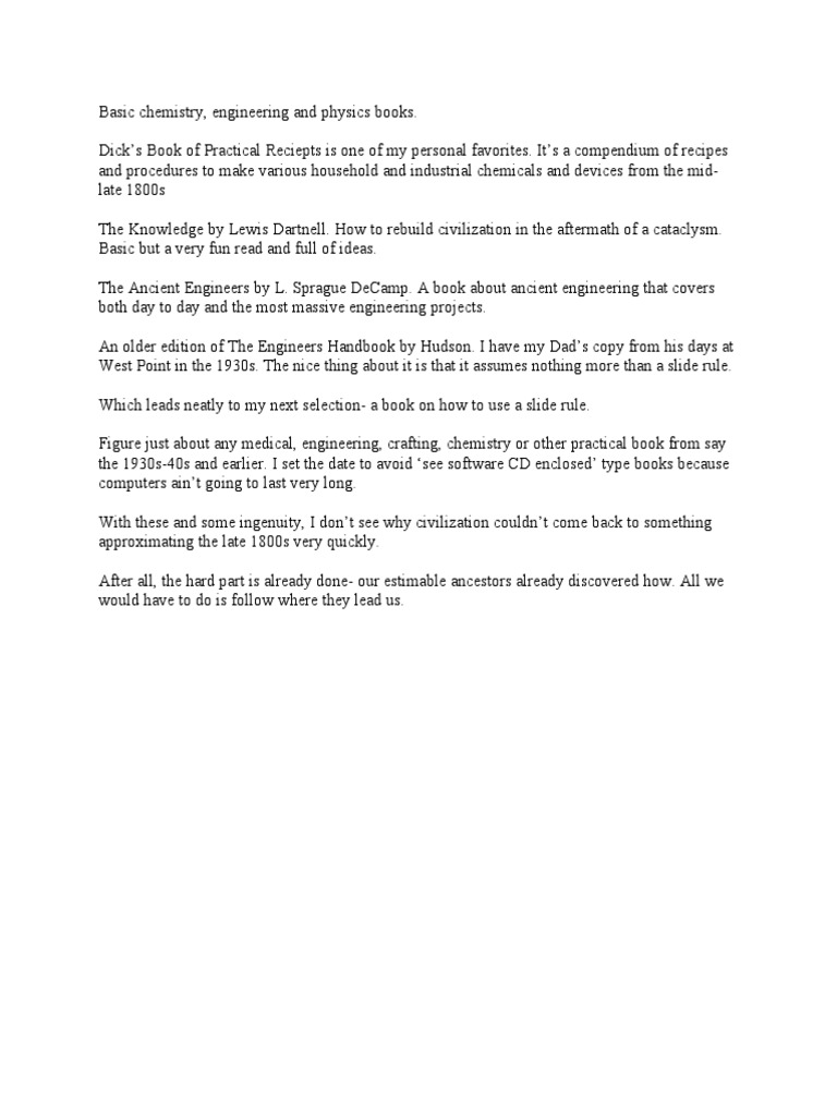 Books For Rebuilding Civilization | PDF | Engineering | Science