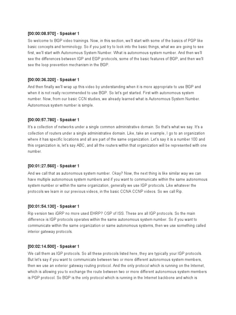 BGP Basics: AS Numbers, IGP vs EGP | PDF | Routing | Network Protocols