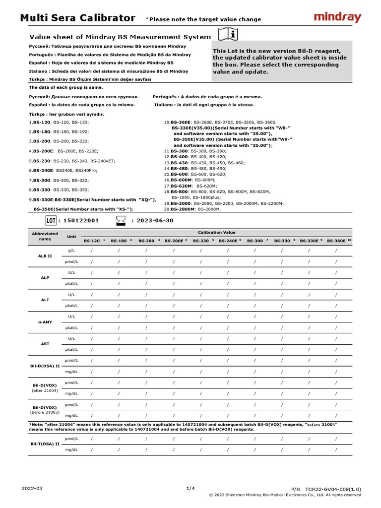 150122001-1501 Multi Sera Calibrator1 | PDF | Creatinine | Lactate ...