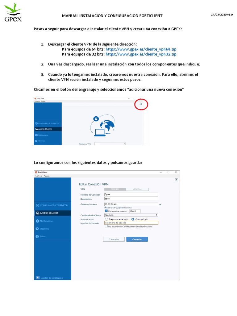 Manual Acceso VPN Gpex | PDF