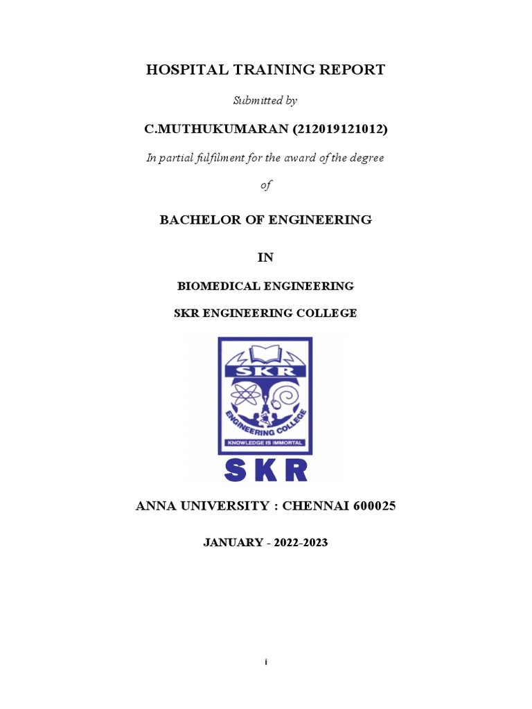 Hospital Training Report Front PG | PDF