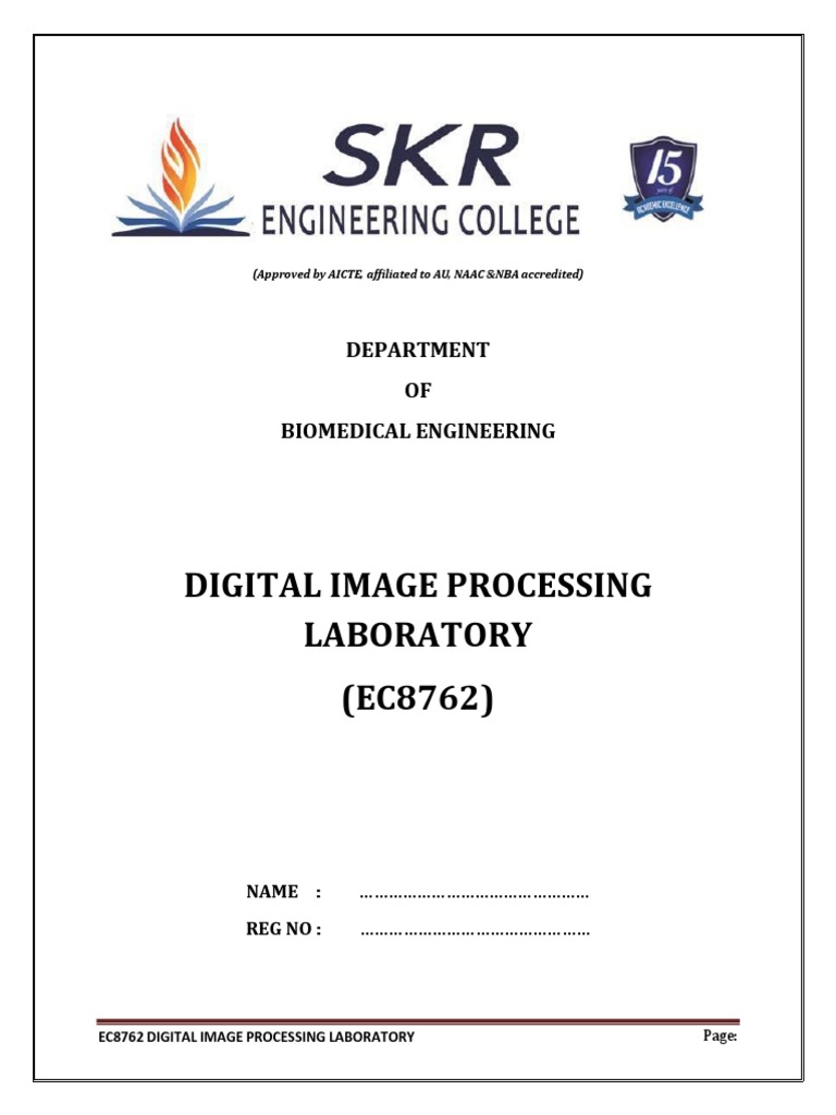 Ec8762 Dip Lab Manual | PDF | Discrete Fourier Transform | Computer Vision