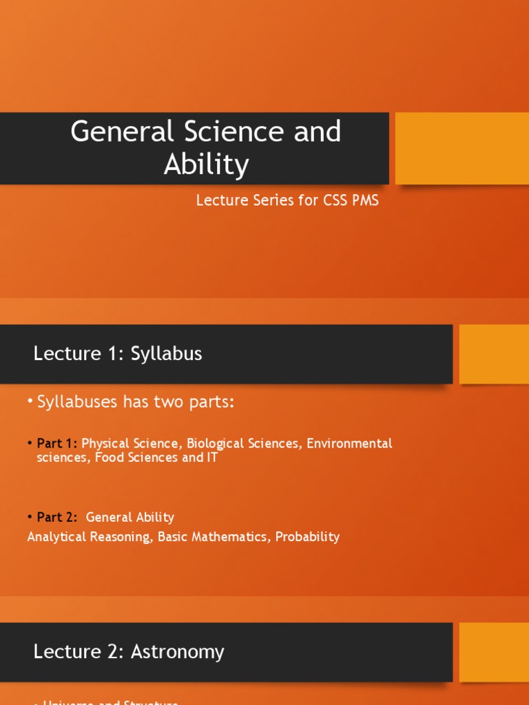 Lecture 1 Introduction To Course For General Science And Ability Pdf