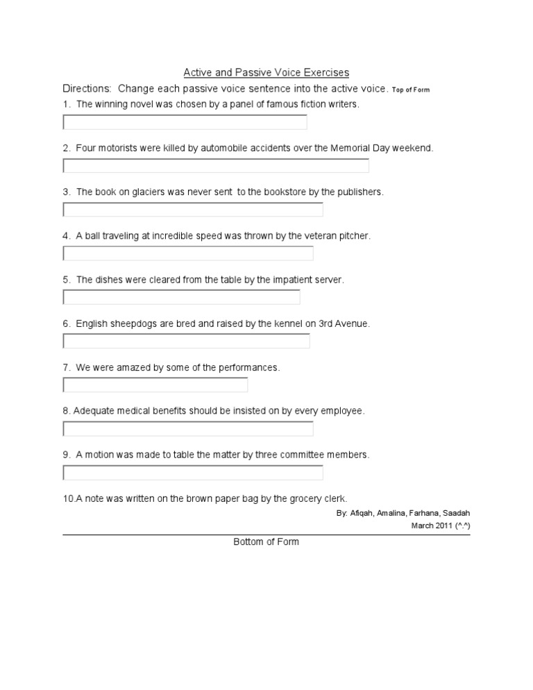 Active Voice Exercise Instructions | PDF | Travel
