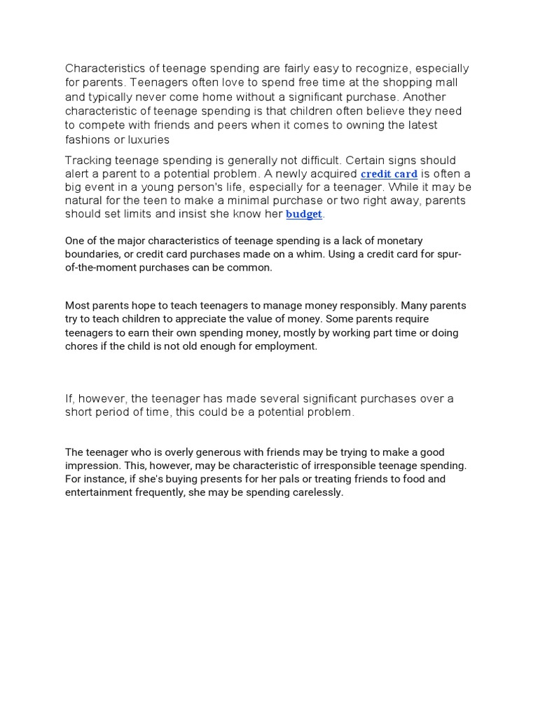 Understanding Teenage Spending Habits | PDF
