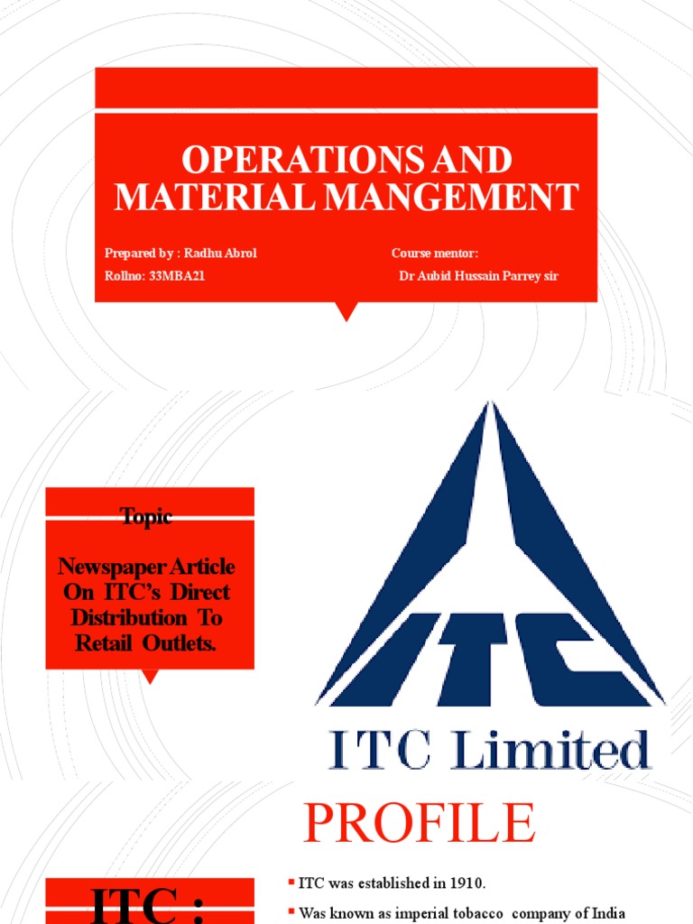 Operations Itc | PDF | Retail | Supply Chain