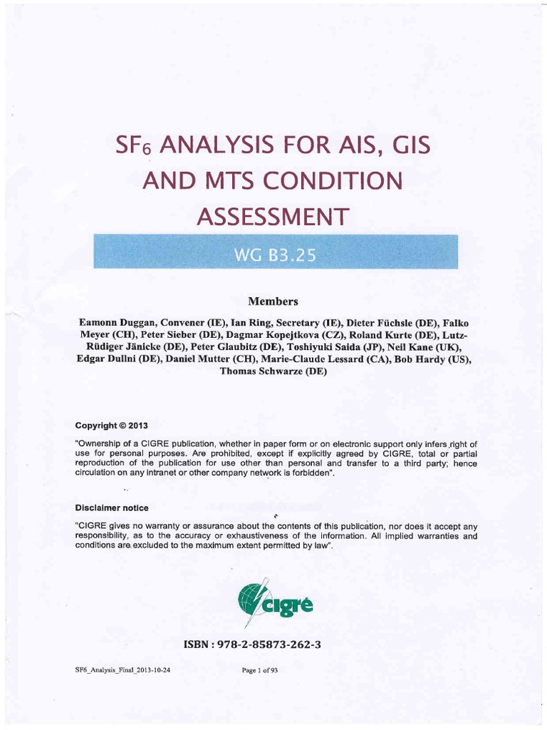 Sf6 Analysis-Cigre 567 | PDF | Electric Arc | Chemical Reactions