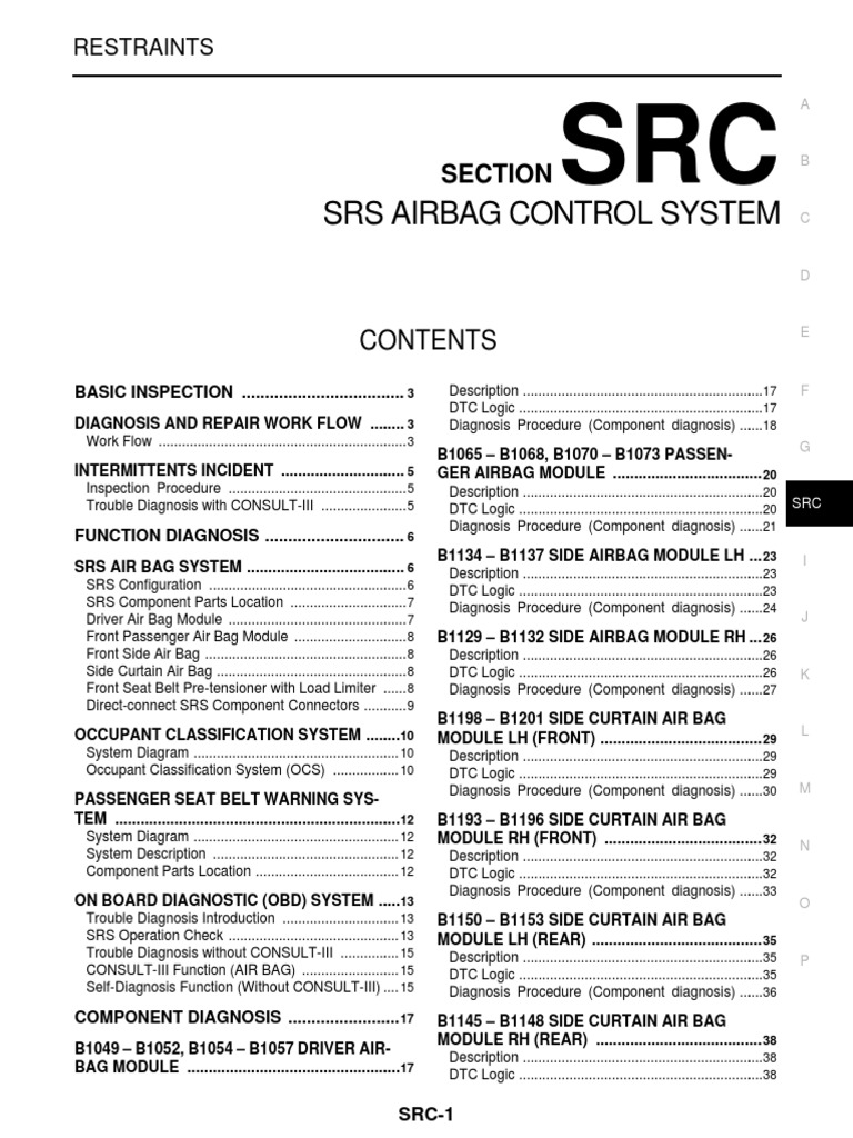 Srs Airbag Control System: Section | PDF | Airbag | Seat Belt