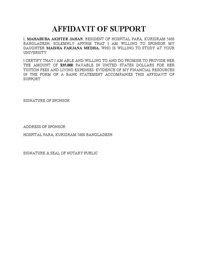 Affidavit of Support | PDF