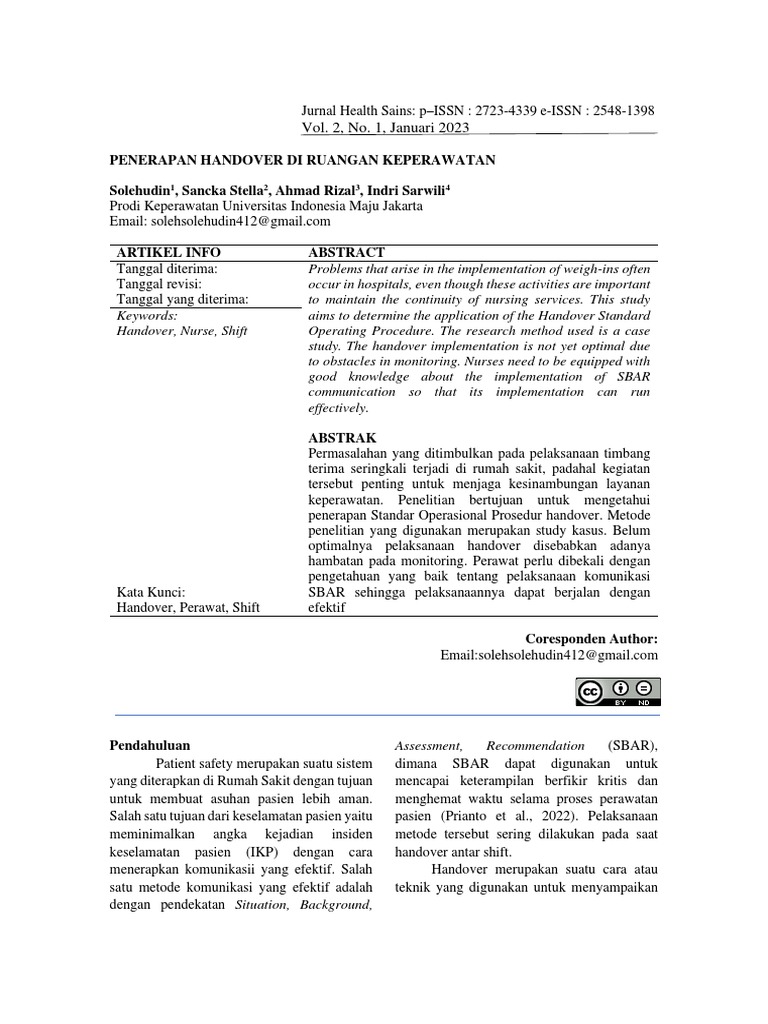 Artikel Handover | PDF