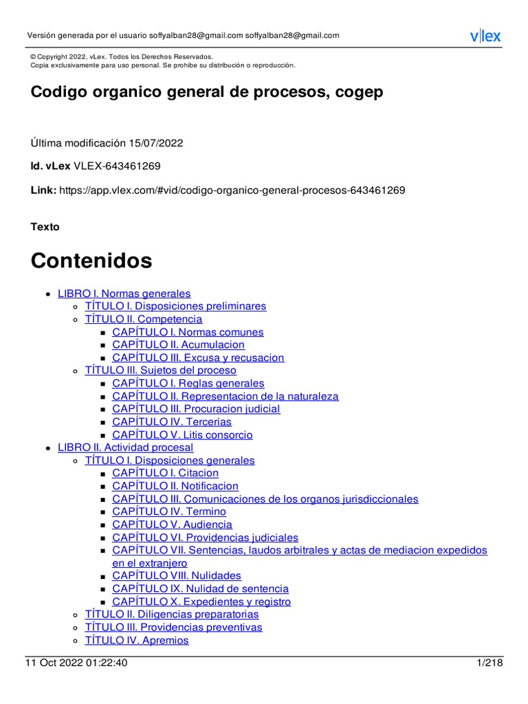 Codigo Organico General de Procesos Cogep Codigo Organico Ge | PDF ...