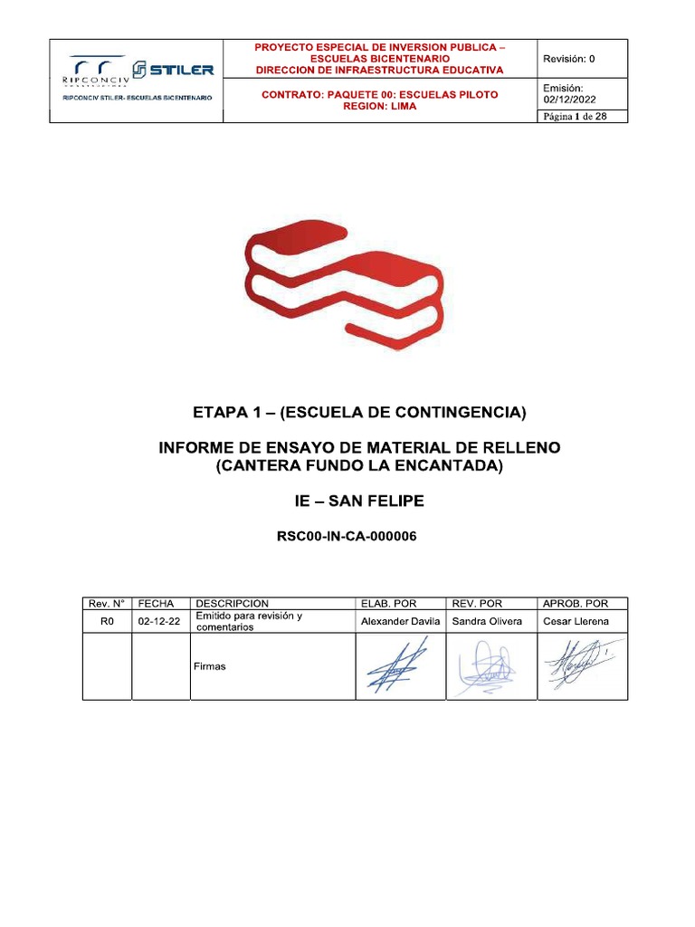 Informe de Ensayos de Material de Relleno Fundo La Encantada - R0 | PDF