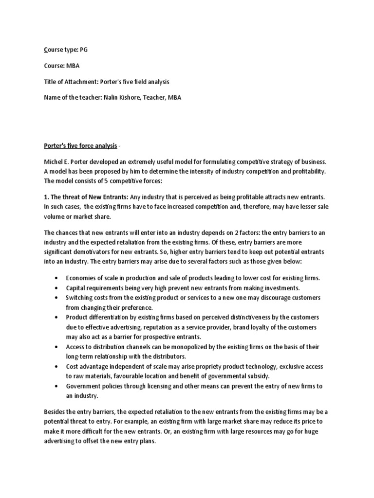 Porter's Five Forces Analysis Overview | PDF | Procurement | Supply Chain