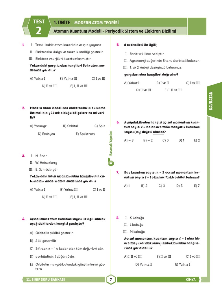 Sınıf Kimya Soru Bankası - Ornek | PDF