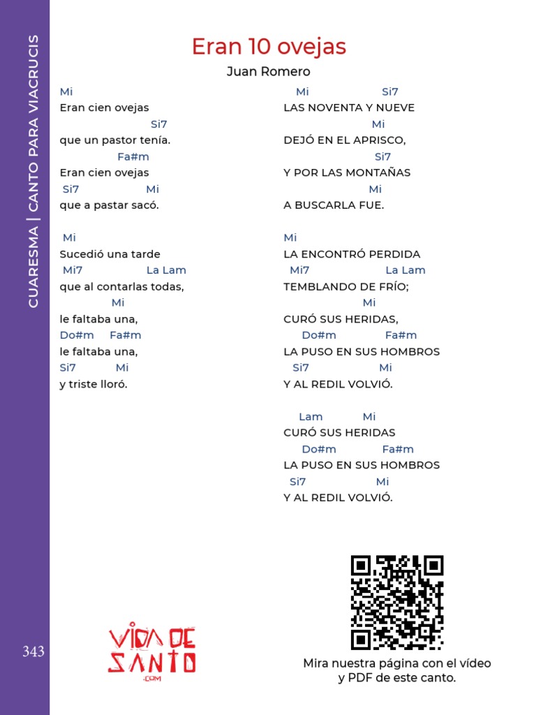 Letra de "Eran Cien Ovejas" | PDF