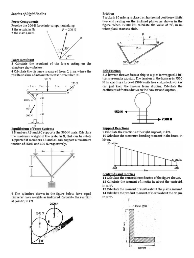 Calculating forces, moments, and friction in rigid body mechanics | PDF
