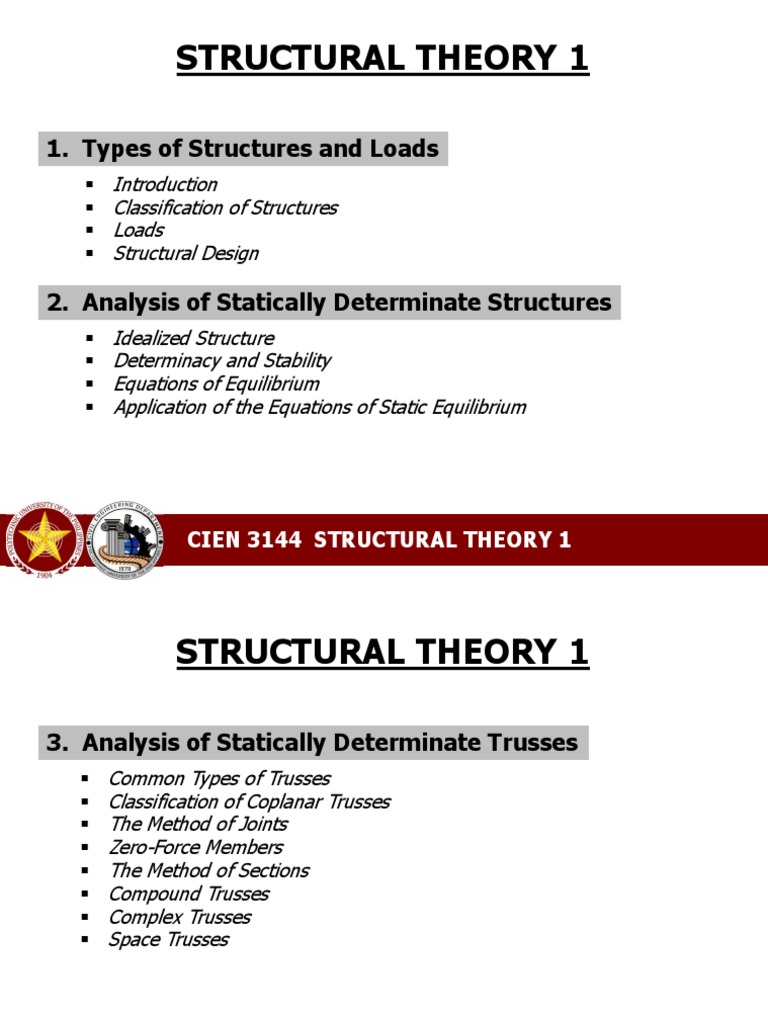 CIEN 30043 Lecture No. 1a | PDF | Beam (Structure) | Truss