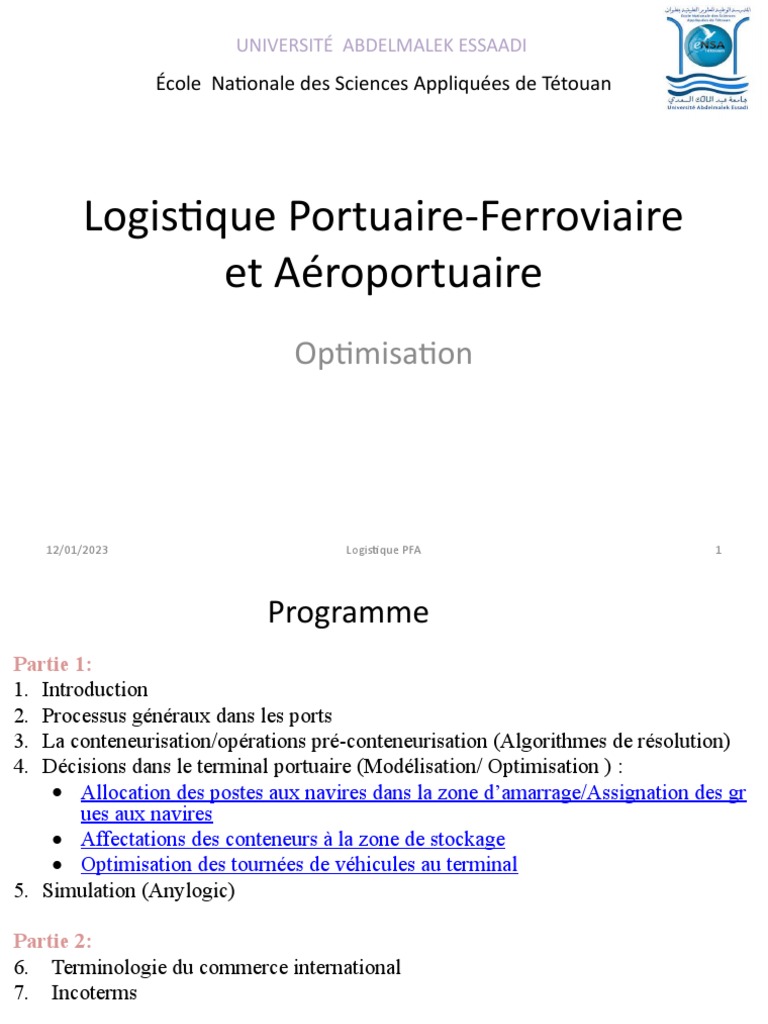 Cours LPFA Optimisation | PDF | Transport | Mode de transport