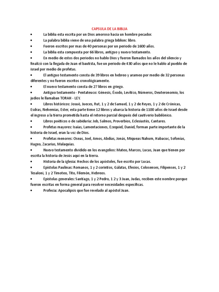 Cápsula de La Biblia | PDF