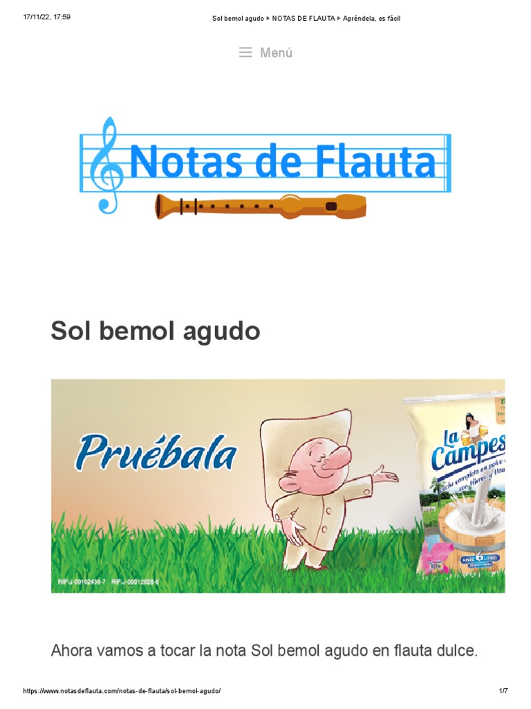 Sol Bemol Agudo NOTAS DE FLAUTA Apréndela, Es Fácil | PDF | Teoría ...