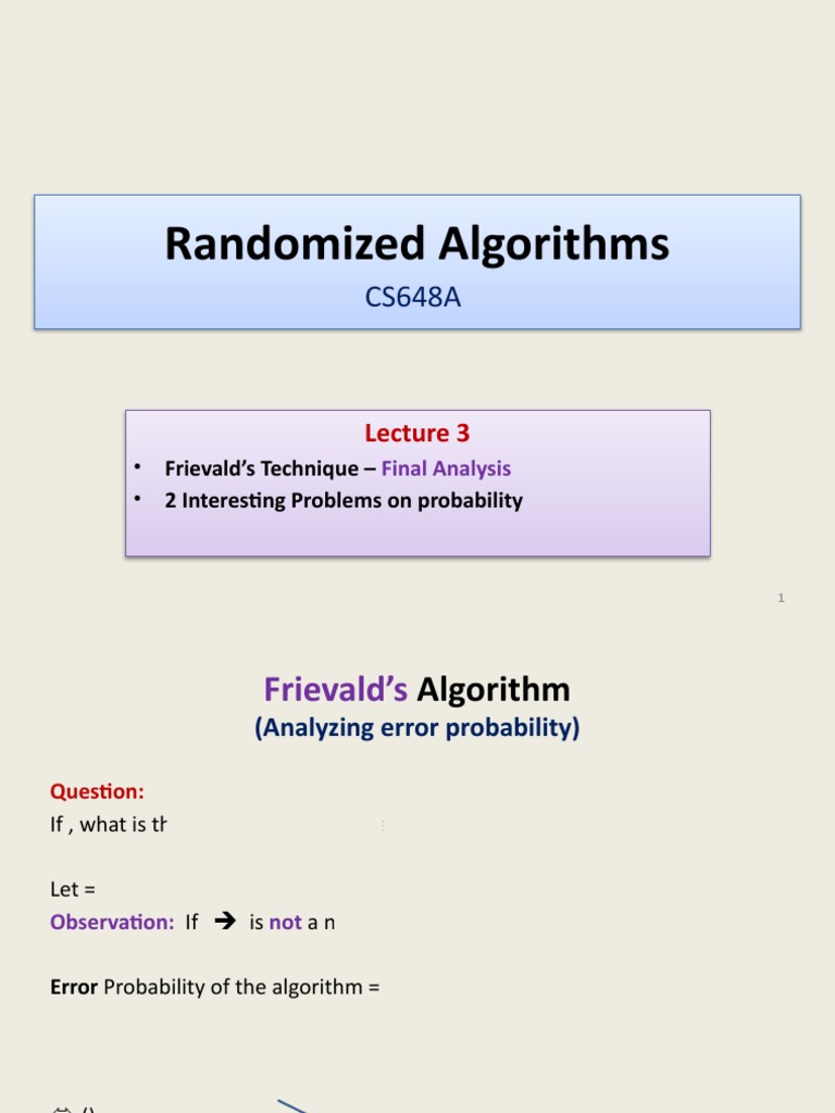 Lecture 3 CS648 2023 | PDF | Probability | Algorithms And Data Structures
