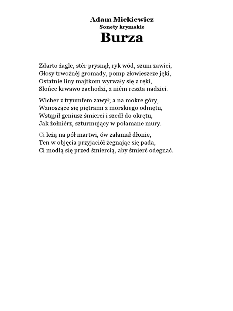 Burza - Adam Mickiewicz | PDF
