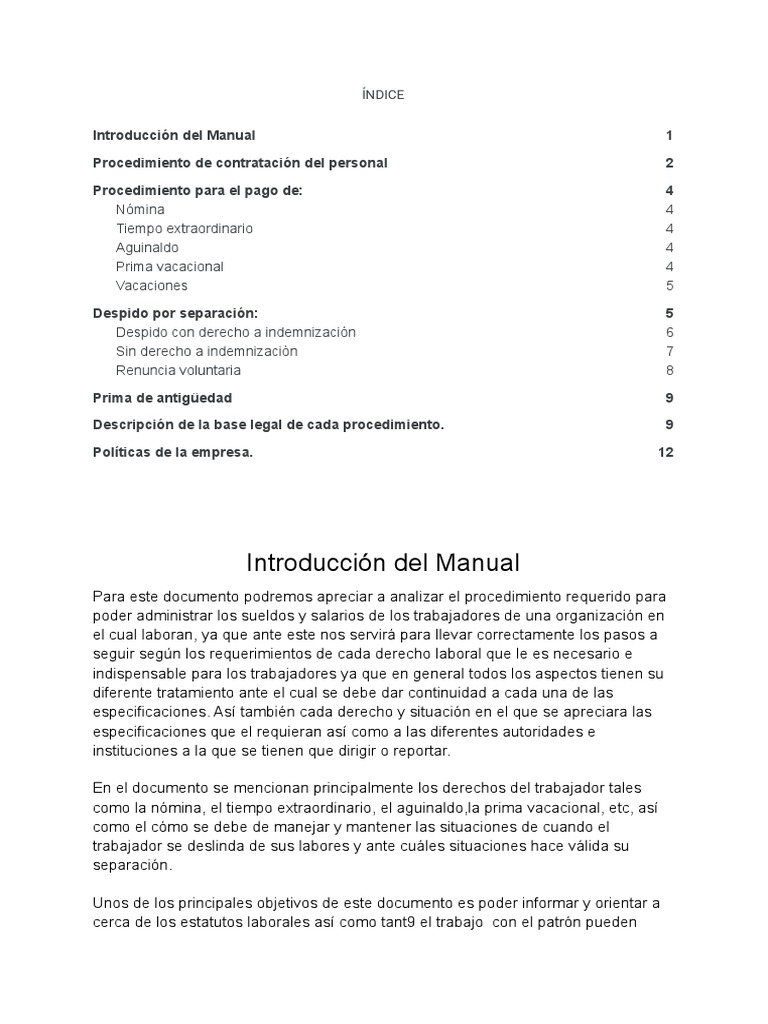 Manual de procedimientos laborales | PDF | Reclutamiento | Salario