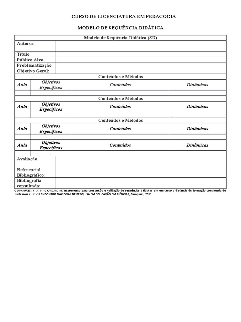 Modelo de Sequência Didática | PDF