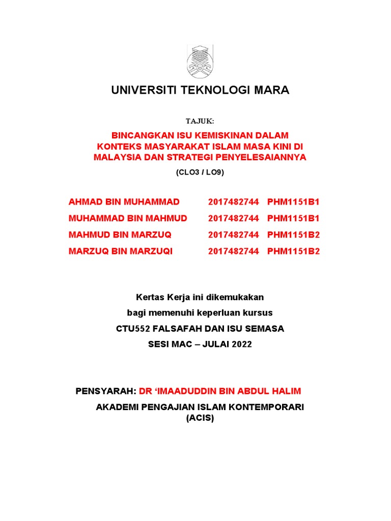Template Kertas Kerja CTU552 Sesi Mac-Julai22 | PDF