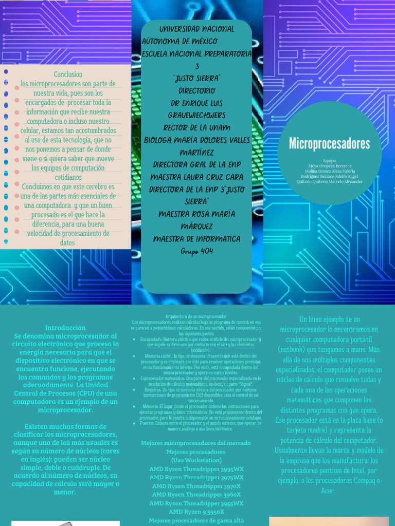 Azul Amarillo Blanco Geométrico Escuela Primaria Tríptico Folleto | PDF | Microprocesador ...