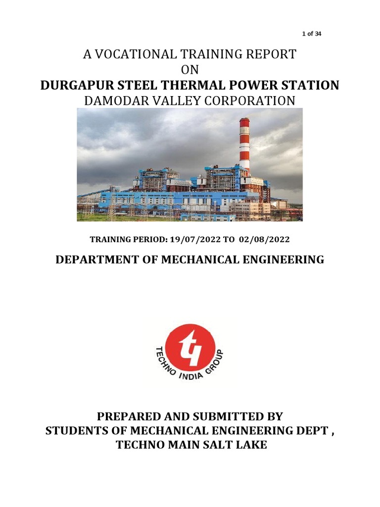 DSTPS Training Report | PDF | Boiler | Steam