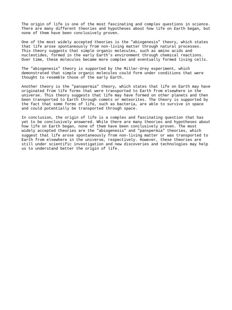Origin of Life Theories | PDF | Social Science