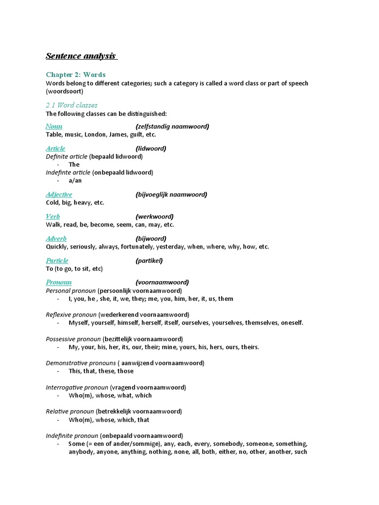 Sentence Analysis | PDF | Verb | Part Of Speech