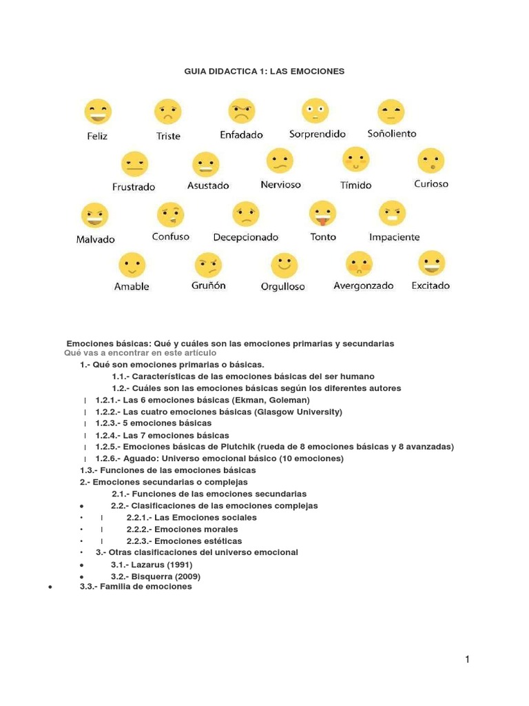 Guia Didactica 1 Inteligencia Emocional Emociones Basicas. VC | PDF ...