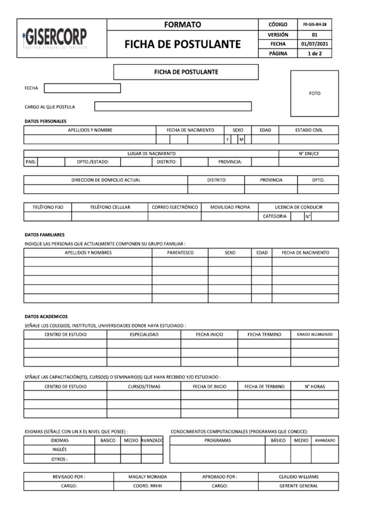 Formato de Ingreso de Personal | PDF