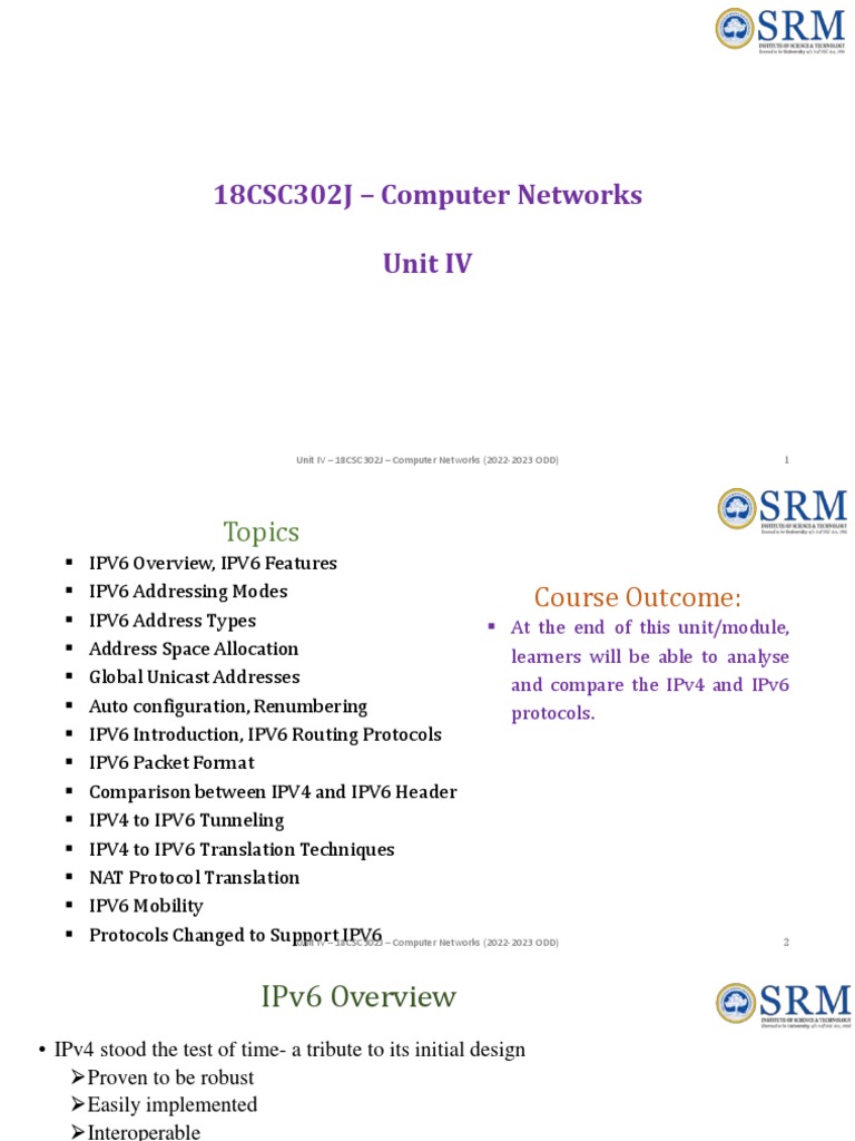 Unit 4 | PDF | I Pv6 | Ip Address