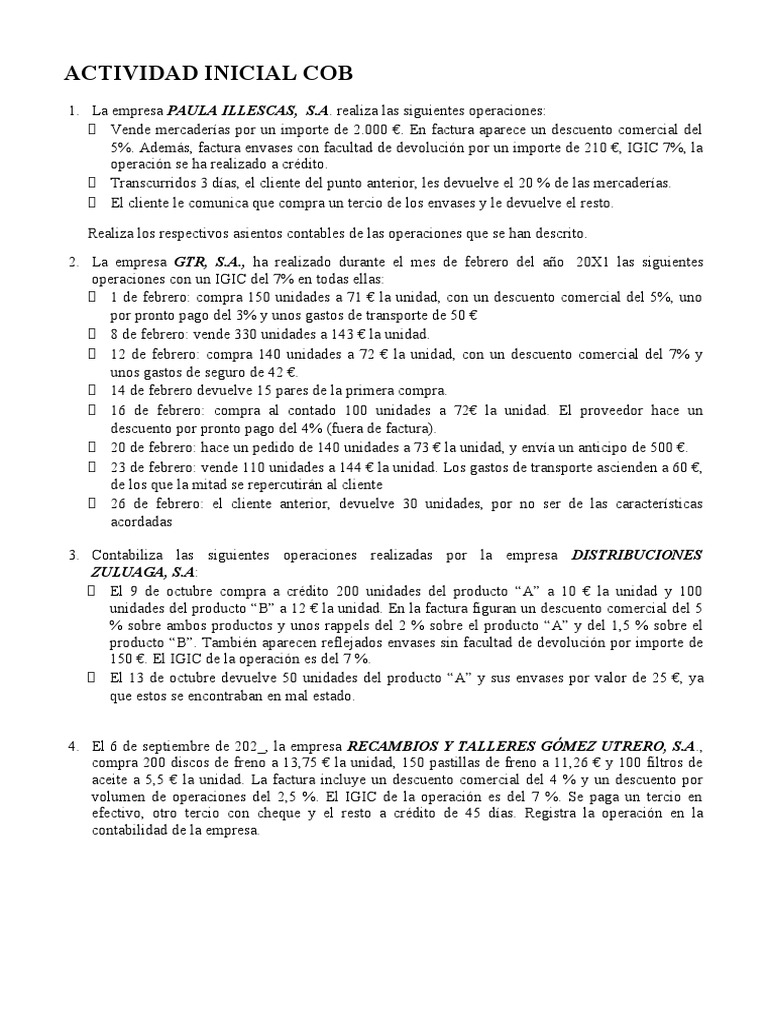 Actividad Inicial Cob | PDF | Factura