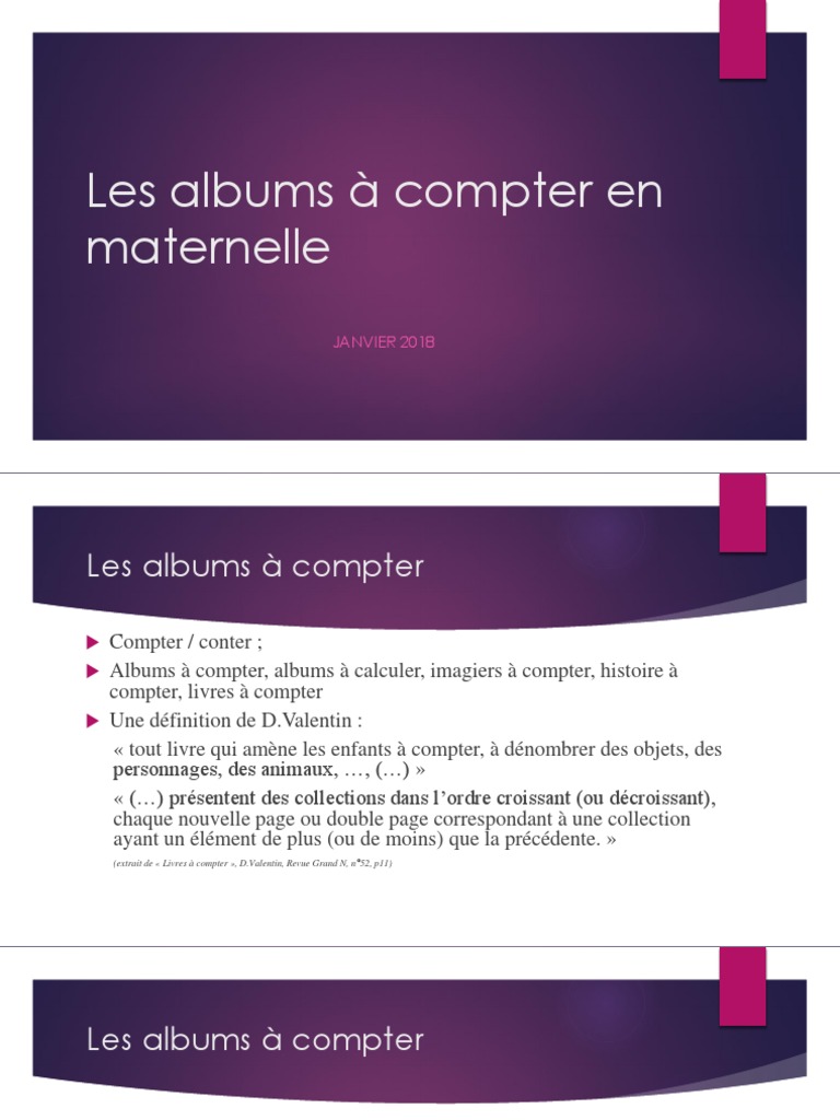 Albums à Compter en Maternelle | PDF | Mathématiques | Apprentissage