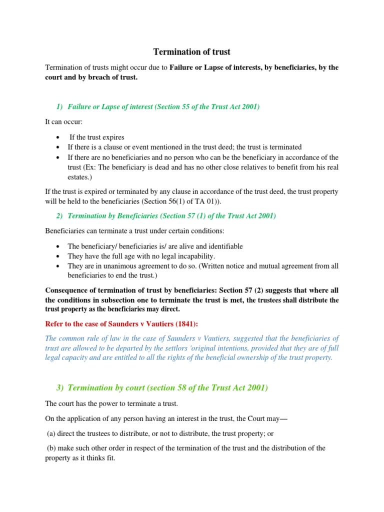 Termination of Trust | PDF | Trust Law | Fiduciary