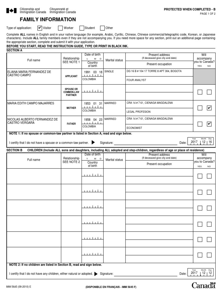 Imm5645e Familiar | PDF | Social Institutions | Human Migration