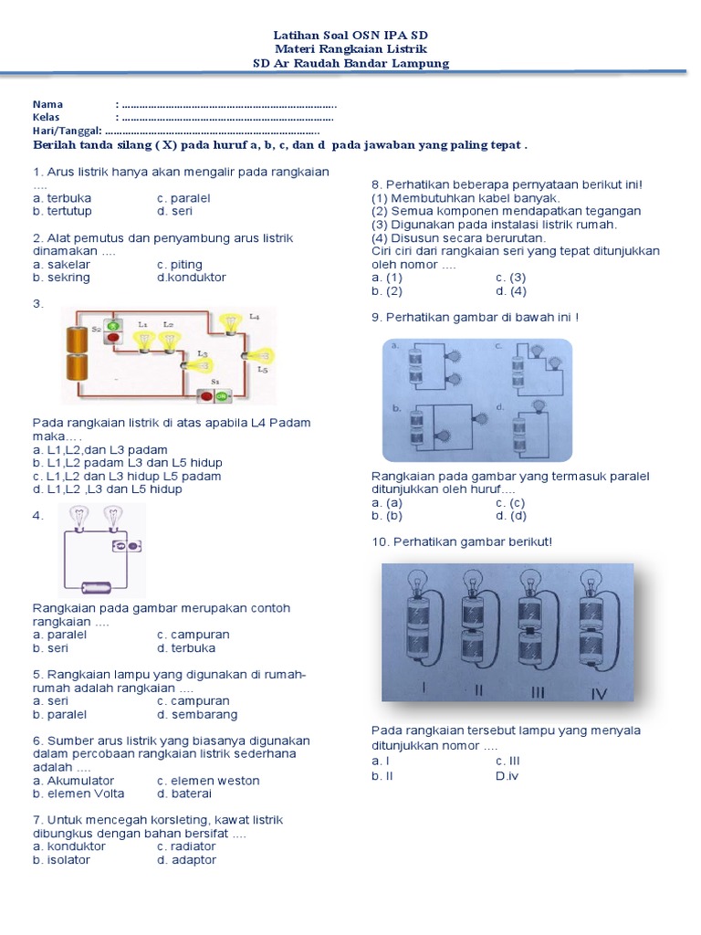 Latihan Soal OSN IPA SD Materi Listrik | PDF