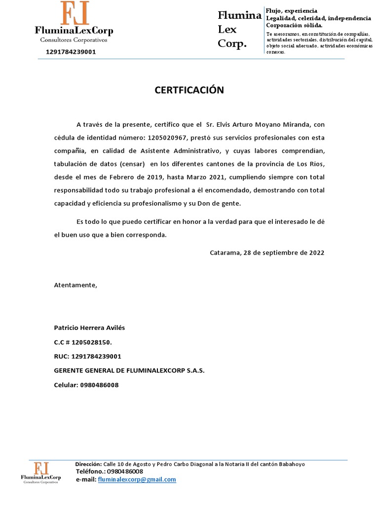 Certificacion Laboral | PDF