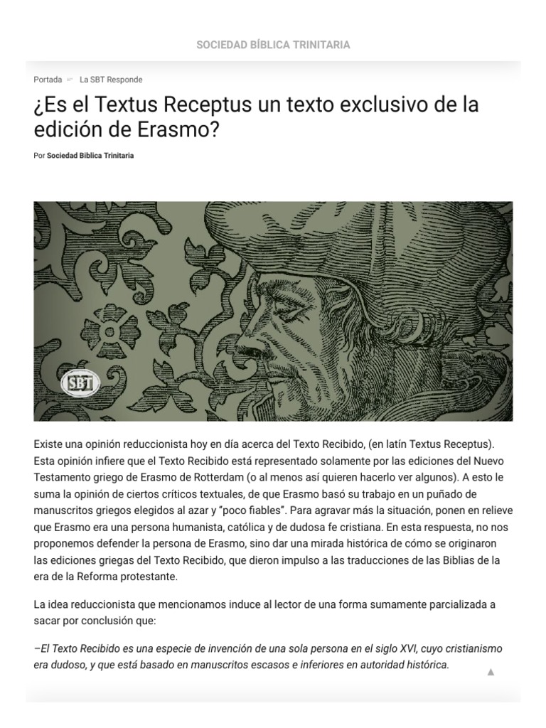 ¿Es El Textus Receptus Un Texto Exclusivo de La Edición de Erasmo ...