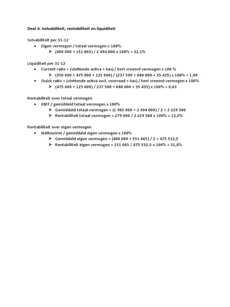 Solvabiliteit, Liquiditeit en Rentabiliteit | PDF